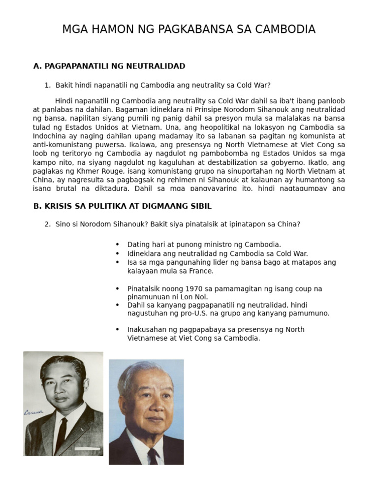 Mga Hamon NG Pagkabansa Sa Cambodia | PDF