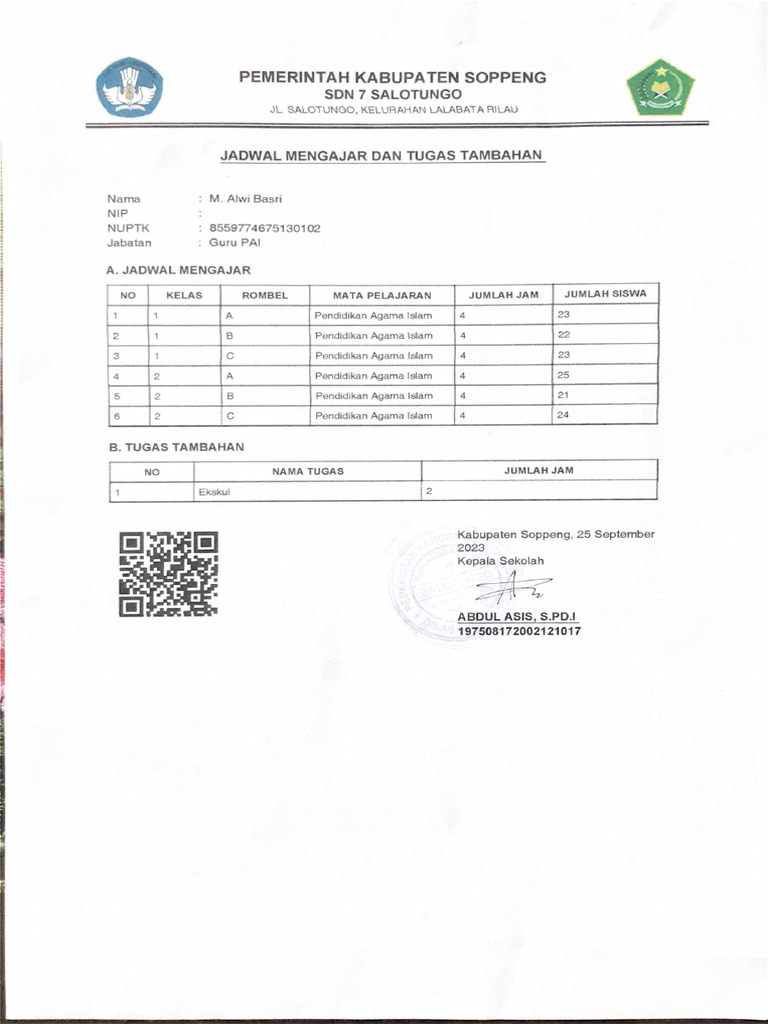 Jadwal Tugas Pak Azis | PDF