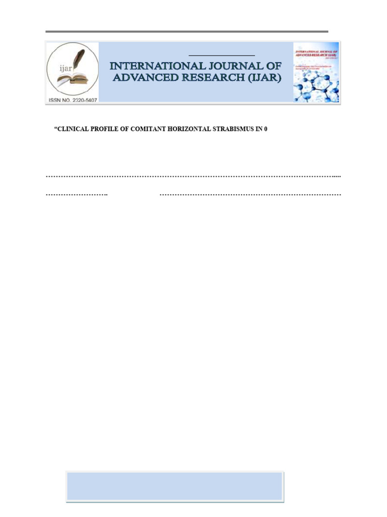 Clinical Profile of Comitant Horizontal Strabismus in 0-20 Years of Age ...