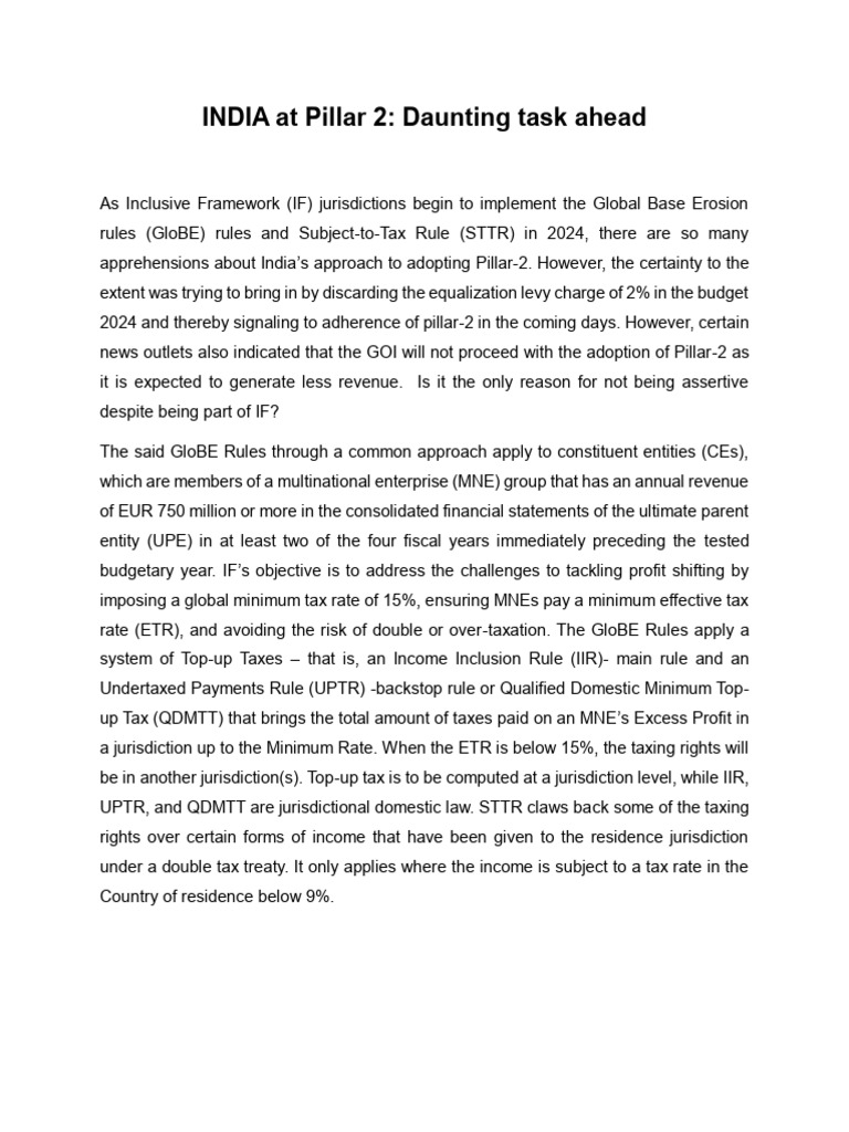 INDIA at Pillar - 2 - Part - 1 - DR - Nitin - Patil | PDF | Taxes ...
