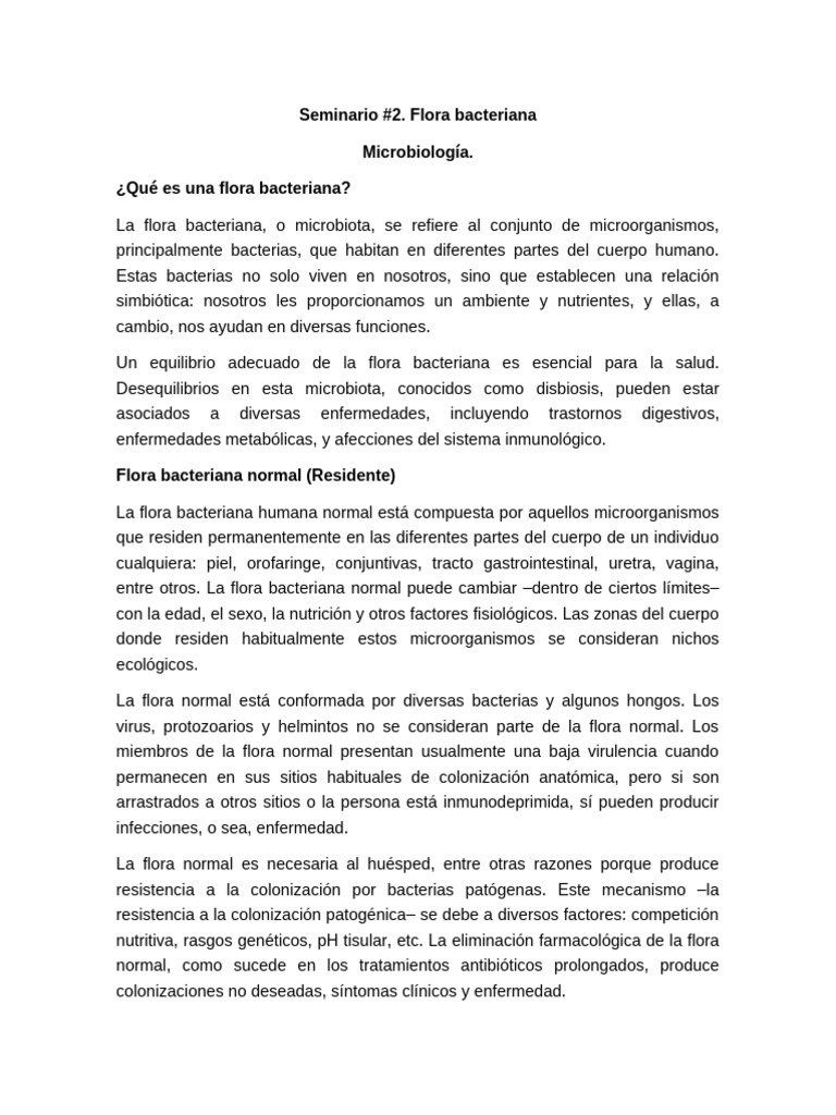 Flora Bacteriana: Tipos y Funciones | PDF | Las bacterias | Sistema inmune