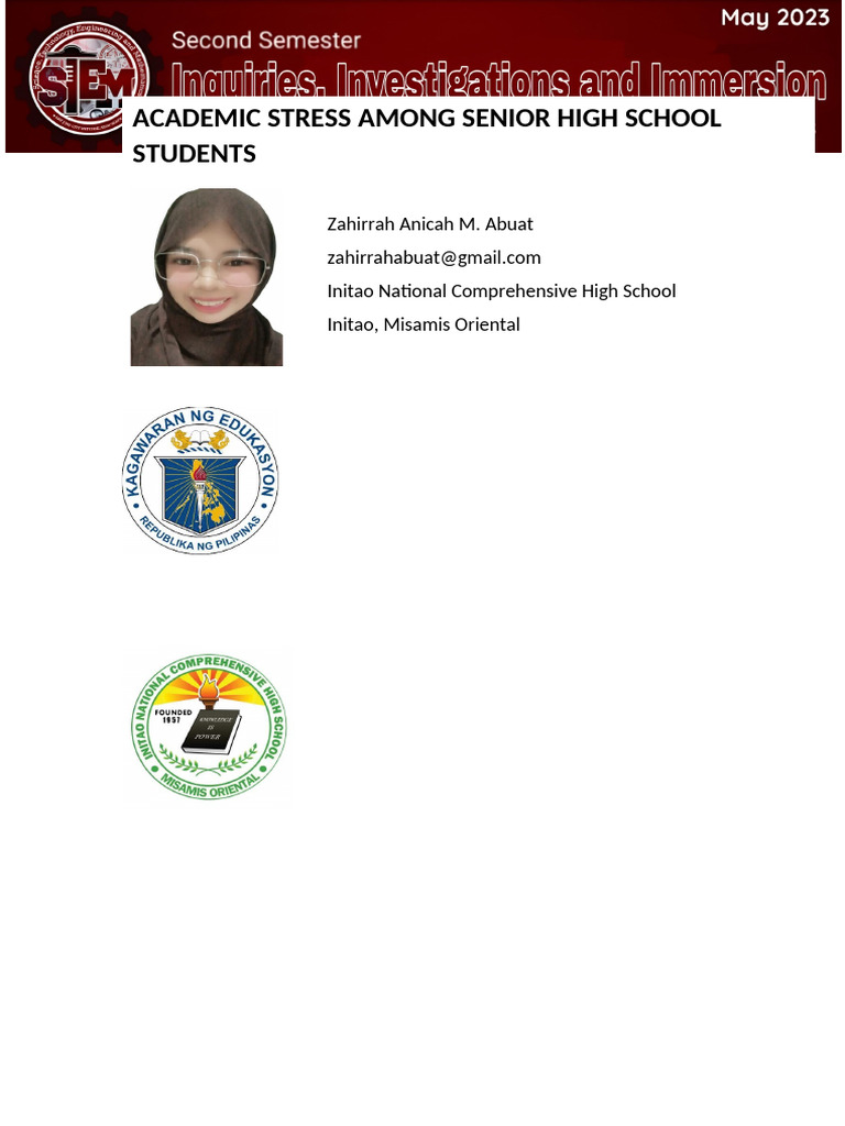 Academic Stress in Senior High Students | PDF