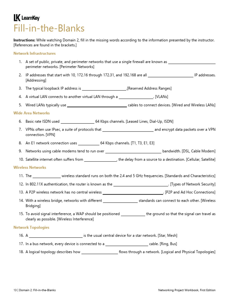 Kami Export - Networking - Student - Workbook | PDF | Computer Network | Network Switch