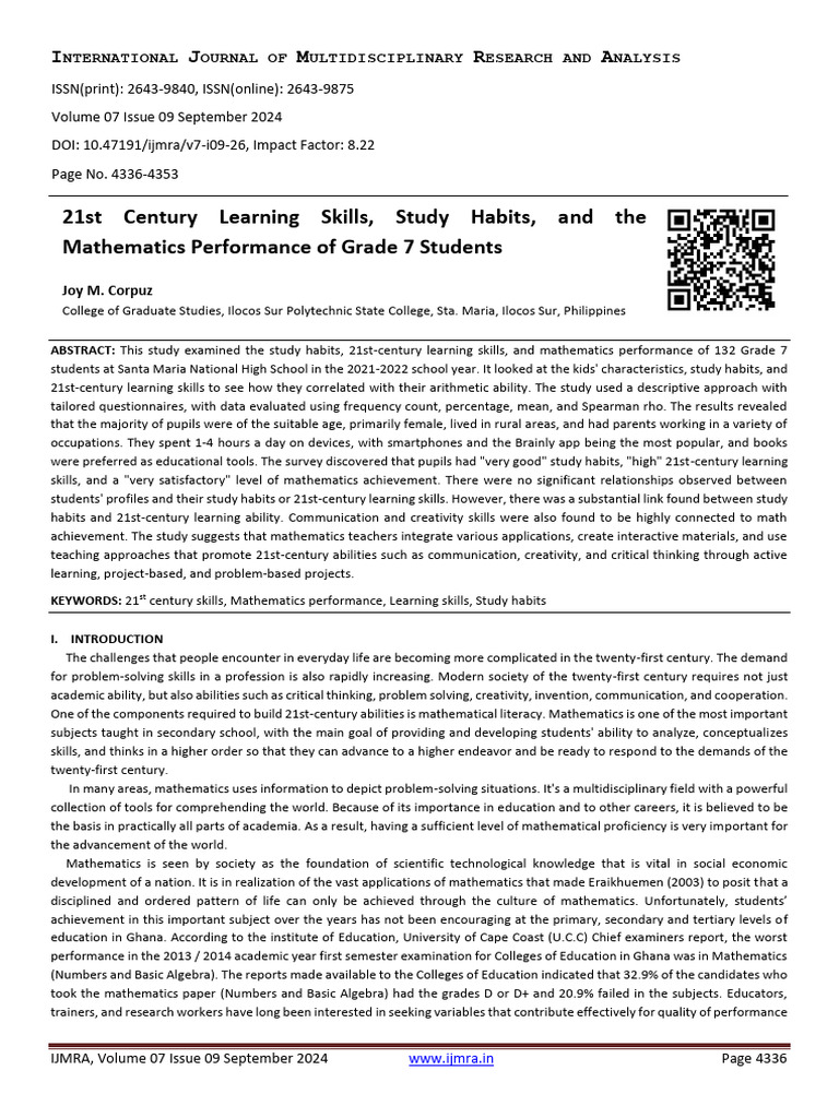 21st Century Learning Skills Study Habits and the | PDF | Critical ...