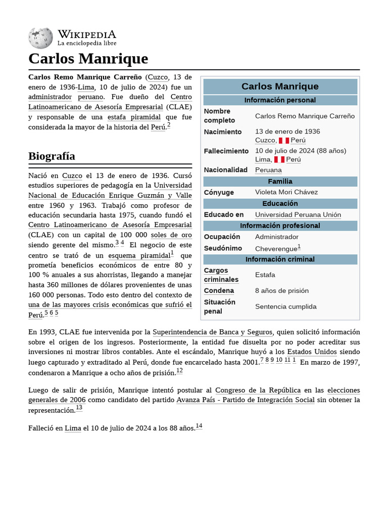Carlos Manrique | PDF | Perú