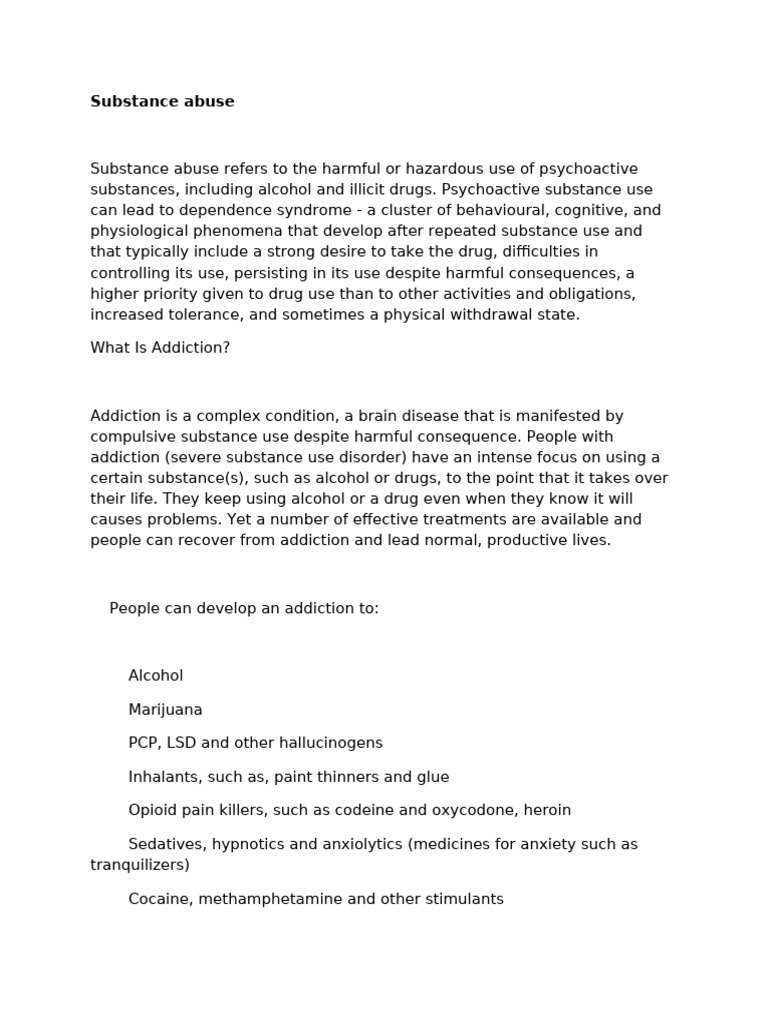Understanding Substance Abuse and Addiction | PDF | Substance Abuse ...