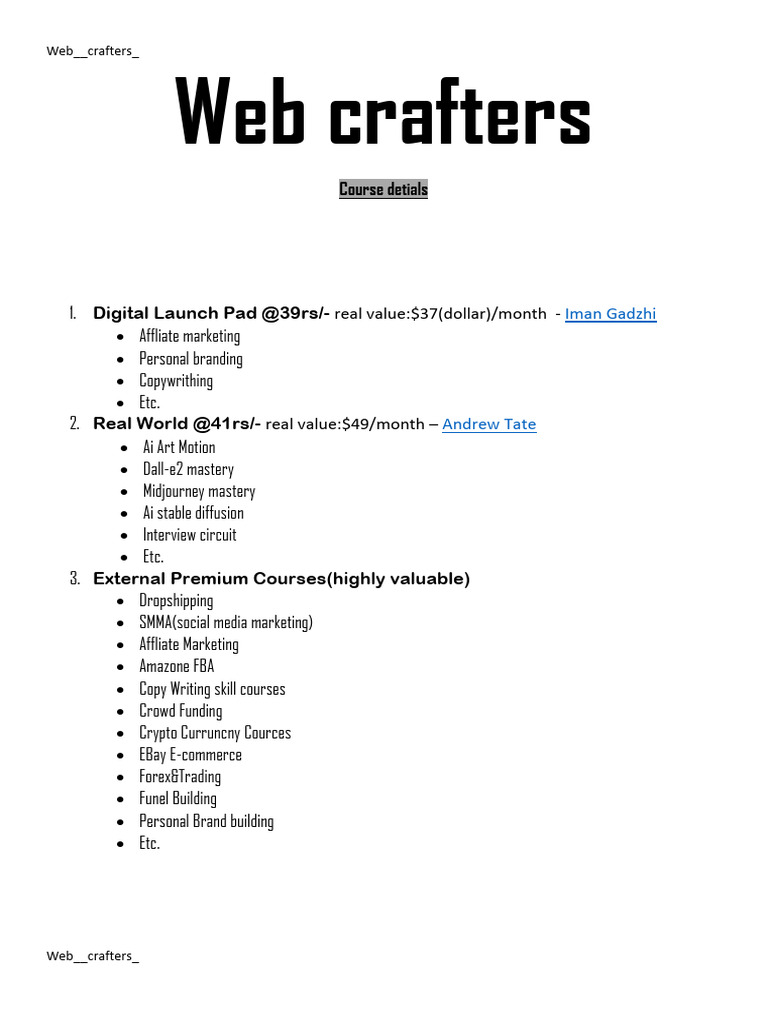 Web Crafters | PDF