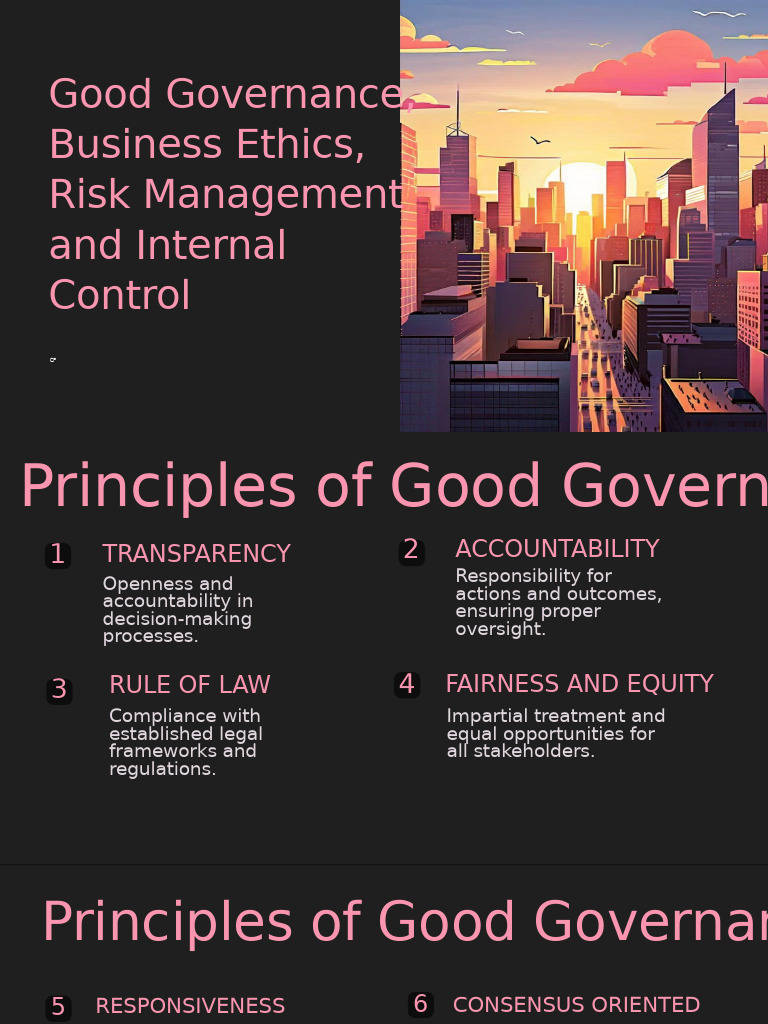 Good Governance Business Ethics Risk Management and Internal Control ...