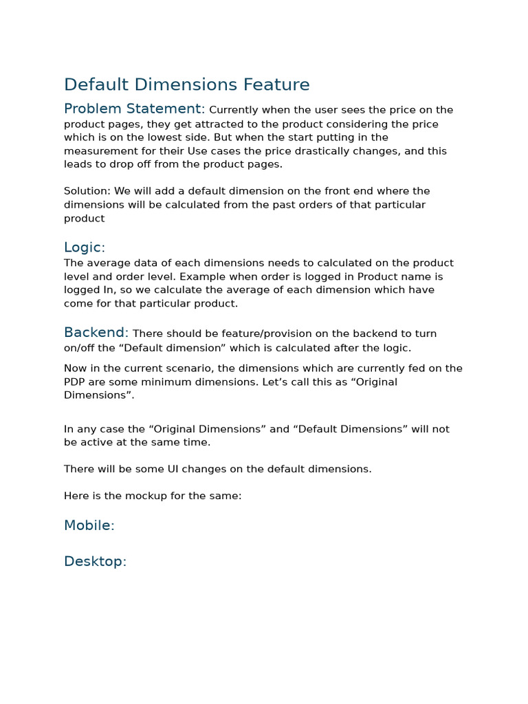 Default Dimensions Feature | PDF