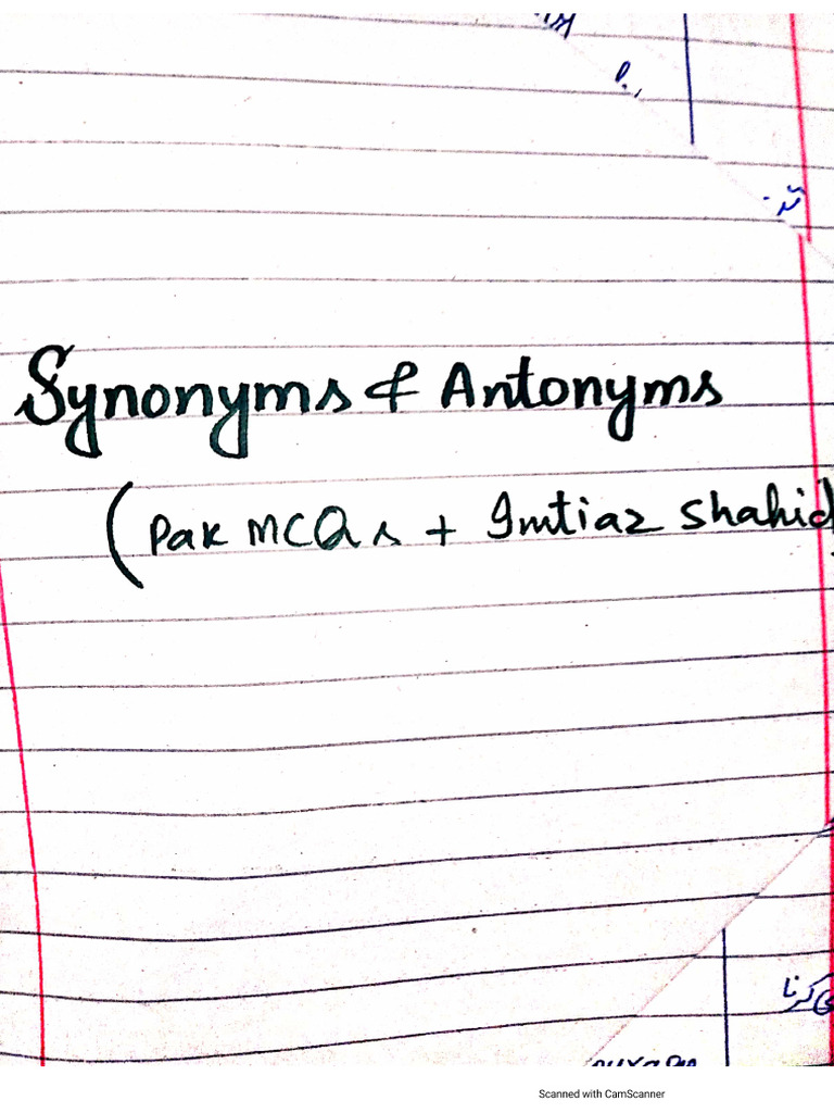 Synonyms +antonyms Pakmcqs +past Papers | PDF