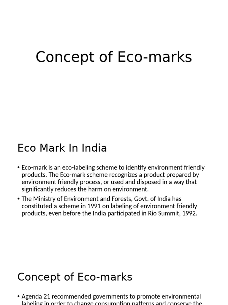 Overview of Eco-Mark Scheme in India | PDF | Sustainability | Natural ...