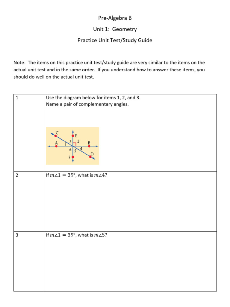 Unit 1 Geometry Practice Test (2) | PDF | Triangle | Area