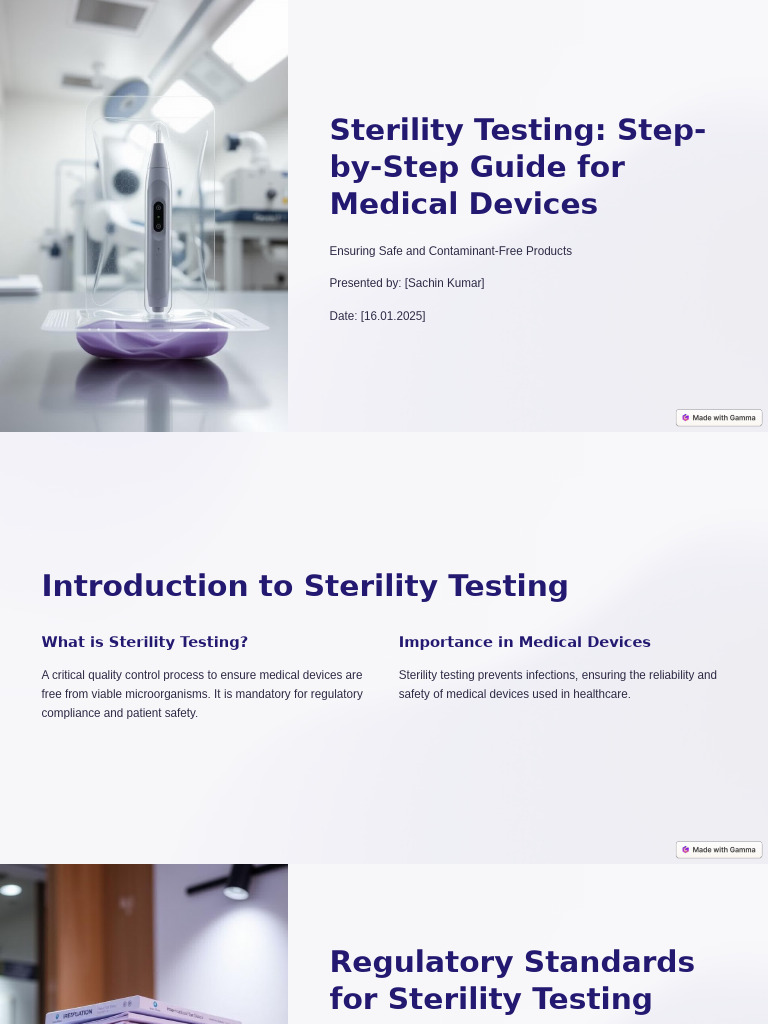 Sterility Testing Guide for Medical Devices | PDF | Sterilization ...