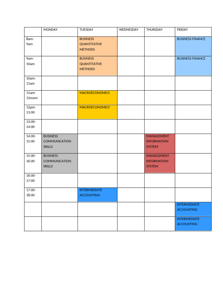 Draft 2 Timetable | PDF