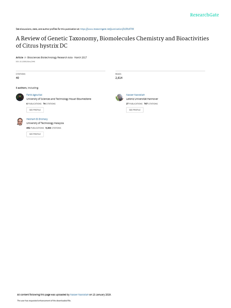 A Review of Genetic Taxonomy Biomolecules Chemistr | PDF | Polyphenol