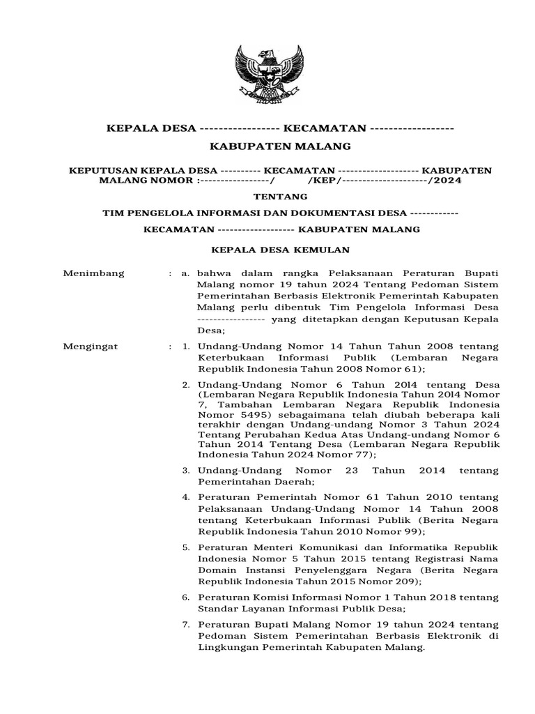 Contoh SK PPID Desa | PDF
