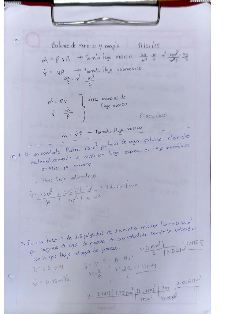 Flujo Masico y Flujo Volumetrico | PDF