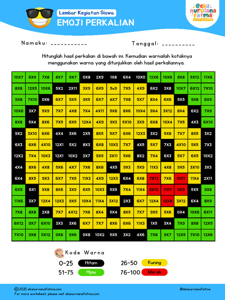 Lembar Perkalian Berwarna | PDF