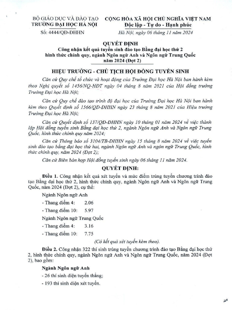 Ket Qua Xet Tuyen VB2 | PDF