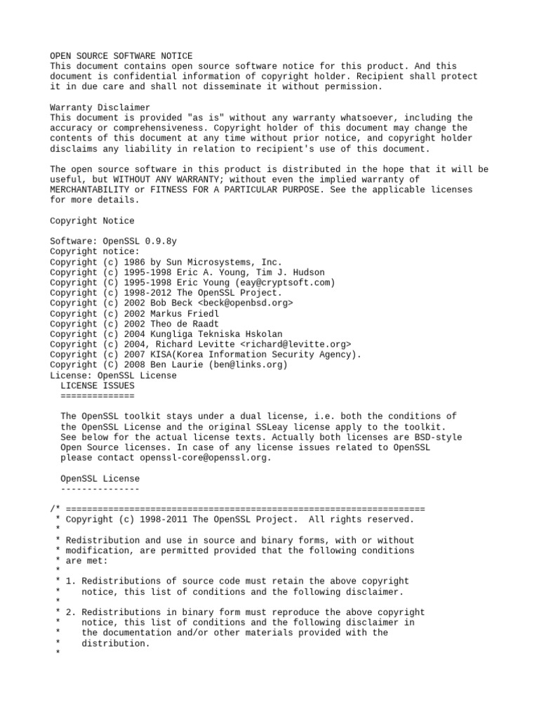 Open Source Software Notice | PDF | Library (Computing) | Source Code