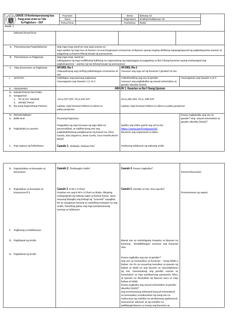AP10 DLP-3rd-Quarter-Week-1-10 | PDF