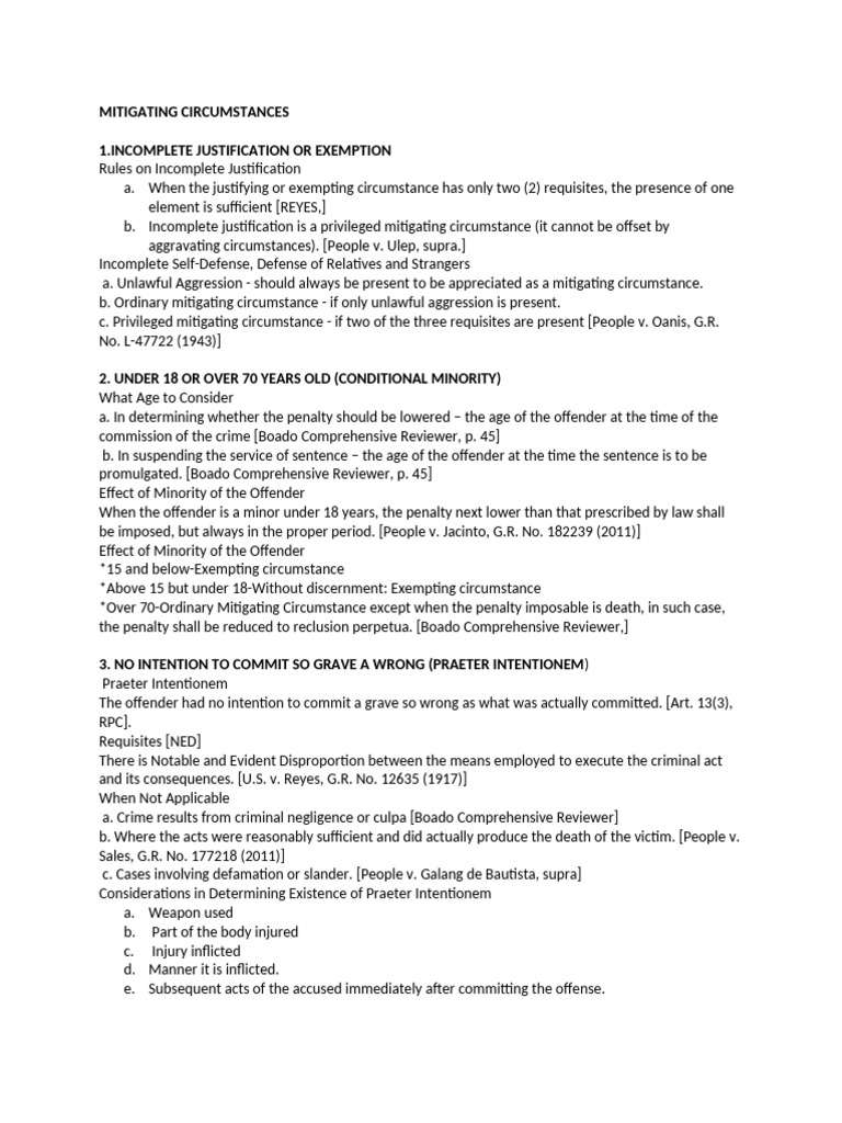 Understanding Mitigating Circumstances in Law | PDF | Crimes | Crime & Violence