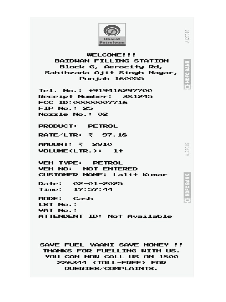 Fuel Bill Template4 - 1736324753237 | PDF