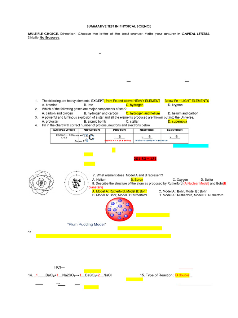 Physical Science Summative Test | PDF | Chemical Polarity | Chemical ...