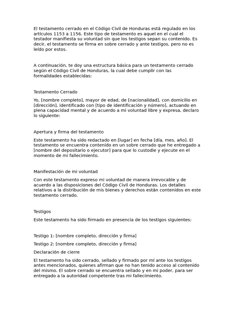 Como Hacer Un Testamento Cerrado | PDF