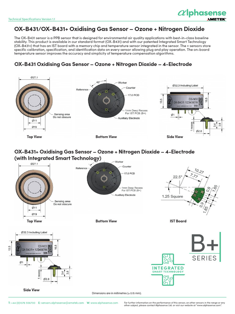 Alphasense Ox-B431 Datasheet en 4 | PDF | Sensor | Measuring Instrument