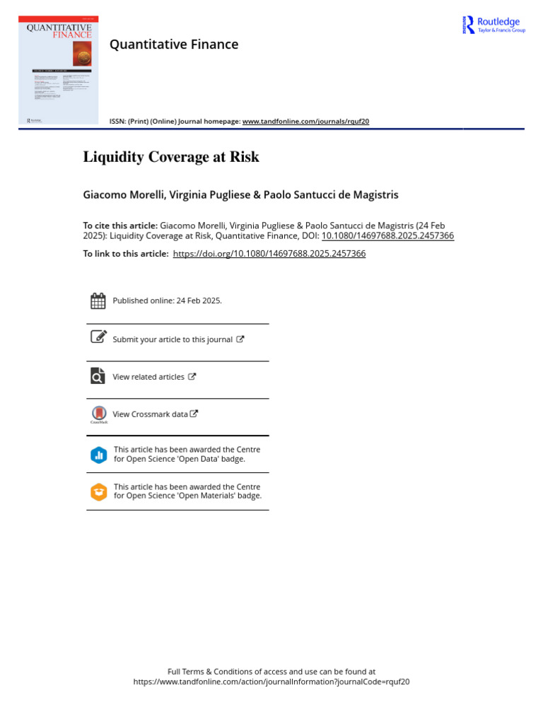 Liquidity Coverage at Risk | PDF | Market Liquidity | Liquidity Risk