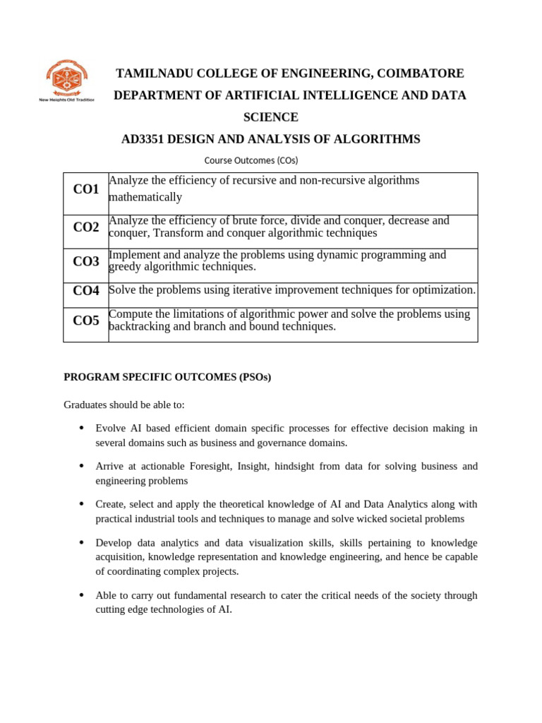 COs PSOs Matrix With Explanation | PDF | Artificial Intelligence | Intelligence (AI) & Semantics