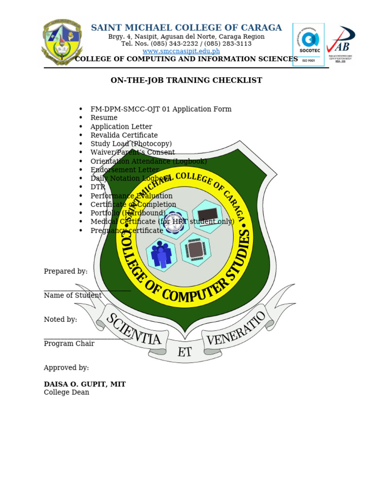 ojt checklist whole page | PDF