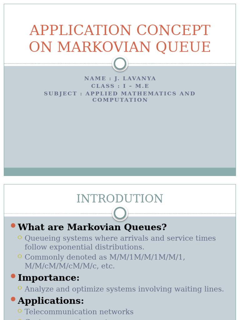 APPLICATION CONCEPT ON MARKOVIAN QUEUE | PDF | Applied Mathematics | Computer Science