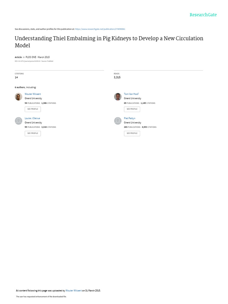 Understanding Thiel Embalming in Pig Kidneys To Develop A New ...