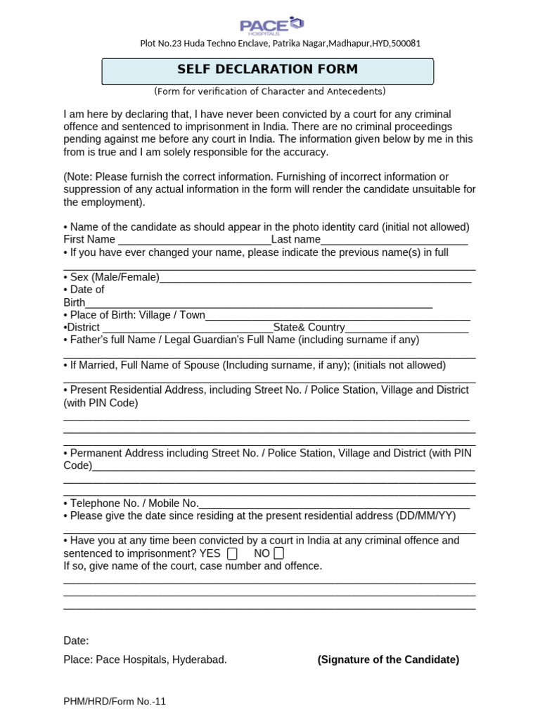 10_Self Declaration form -(4) | PDF | Deviance (Sociology) | Law ...