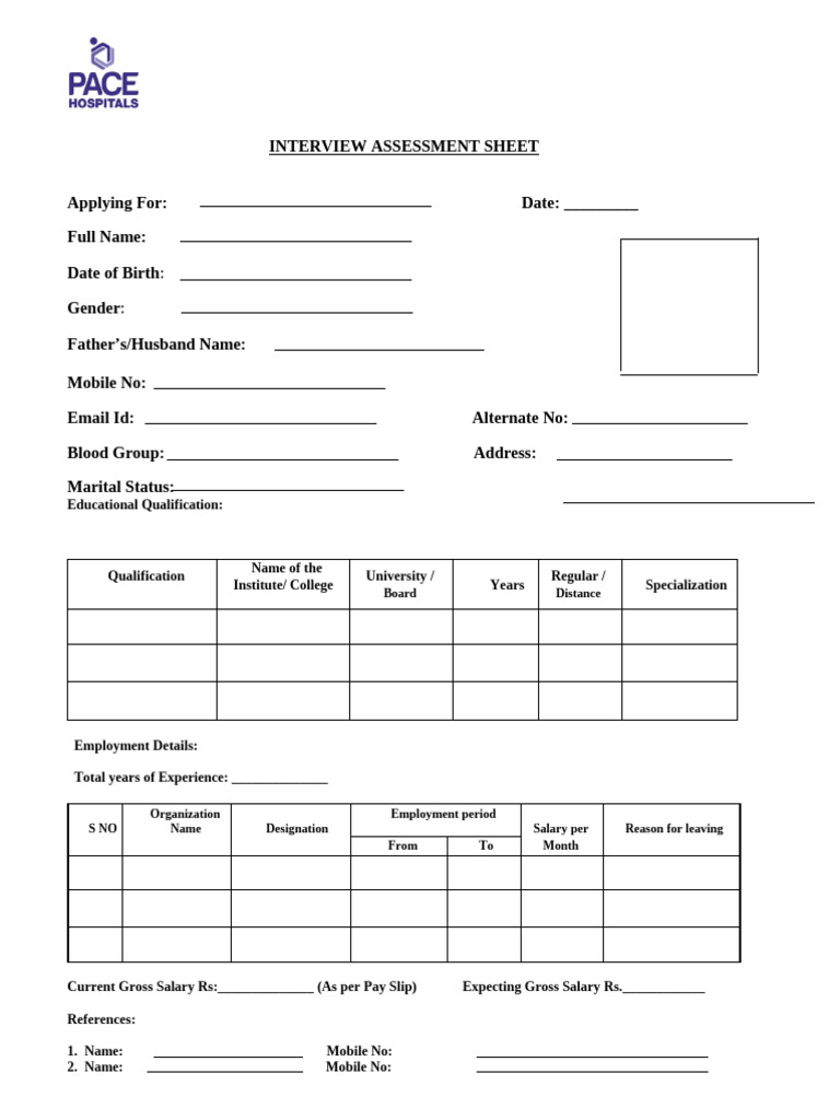 Interview Assessment Sheet Template | PDF | Salary | Social Psychology
