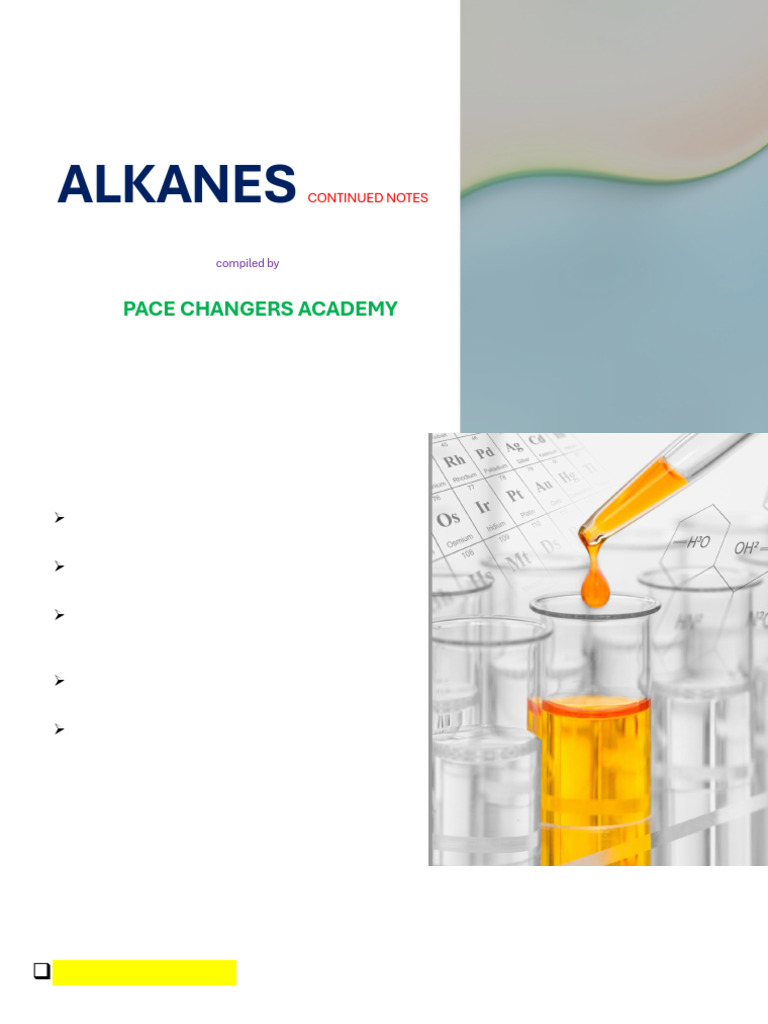 ALKANES Continued Notes | PDF | Alkane | Chemical Reactions