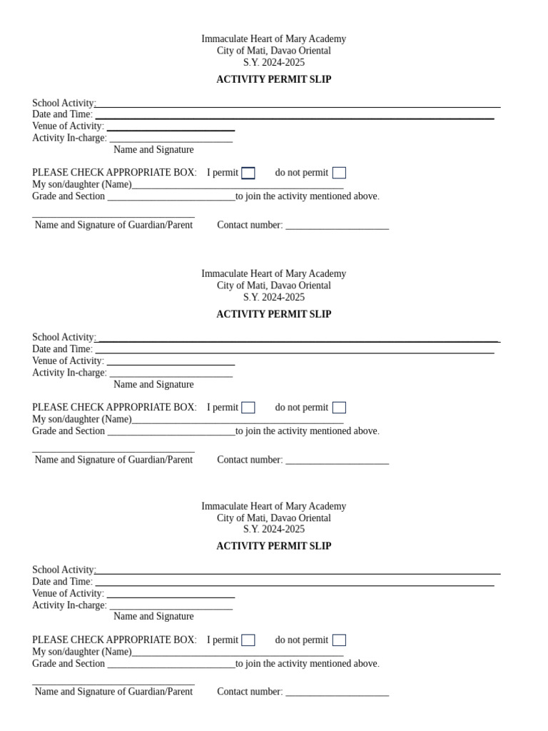 Student Activity Permit Form | PDF