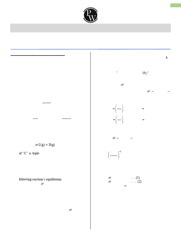 Chemical Equilibrium Practice Sheet6606dc8b7d2110001857760a | PDF ...