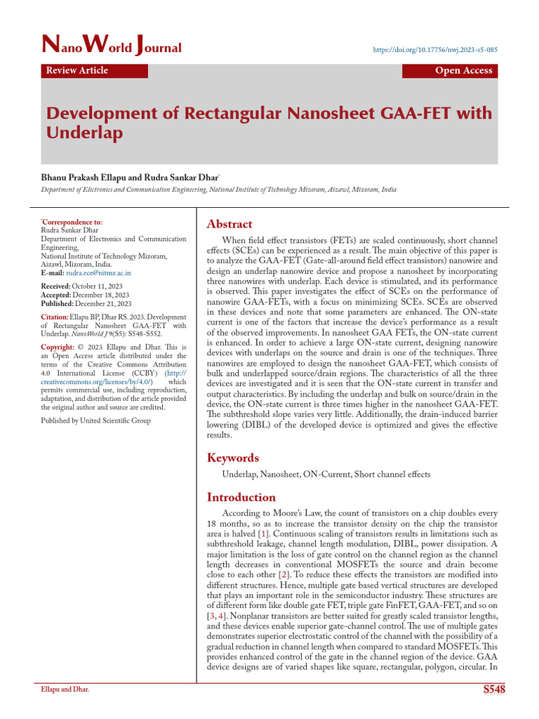 Development of Rectangular Nanosheet GAA-FET With | PDF | Field Effect ...