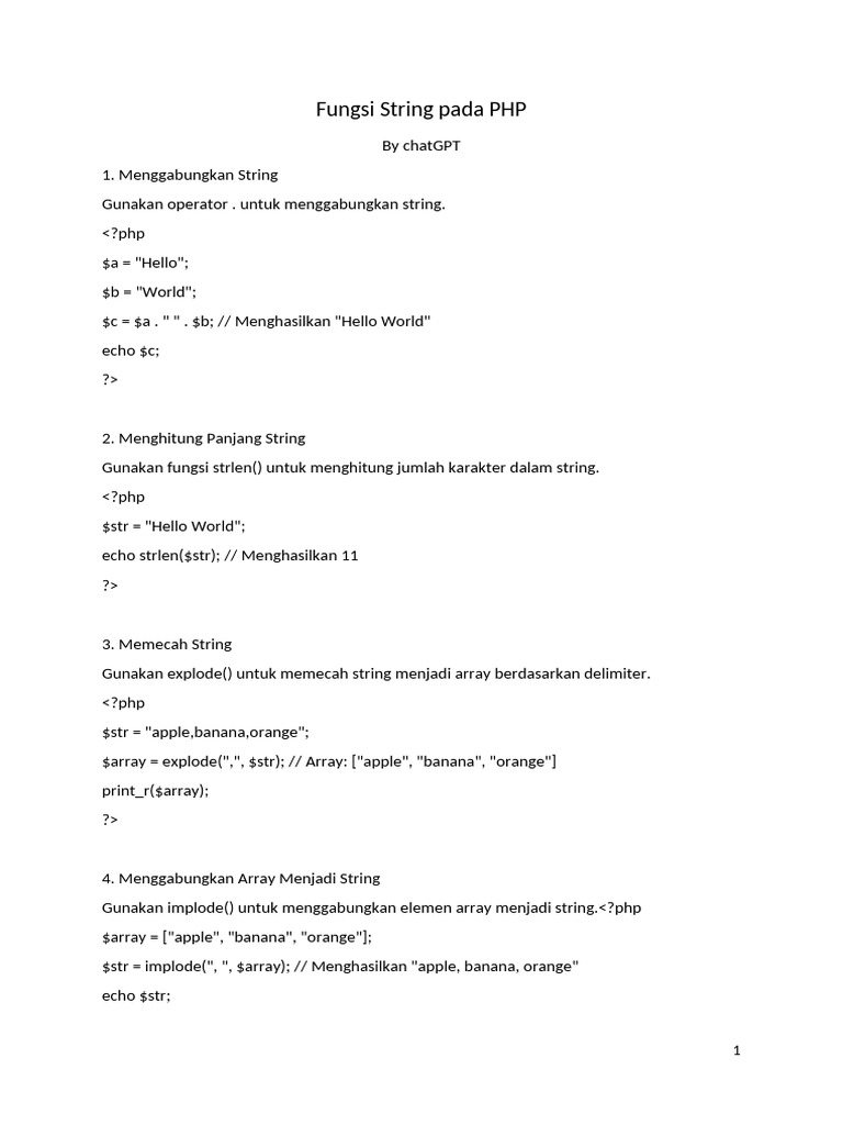 Fungsi String Pada PHP | PDF