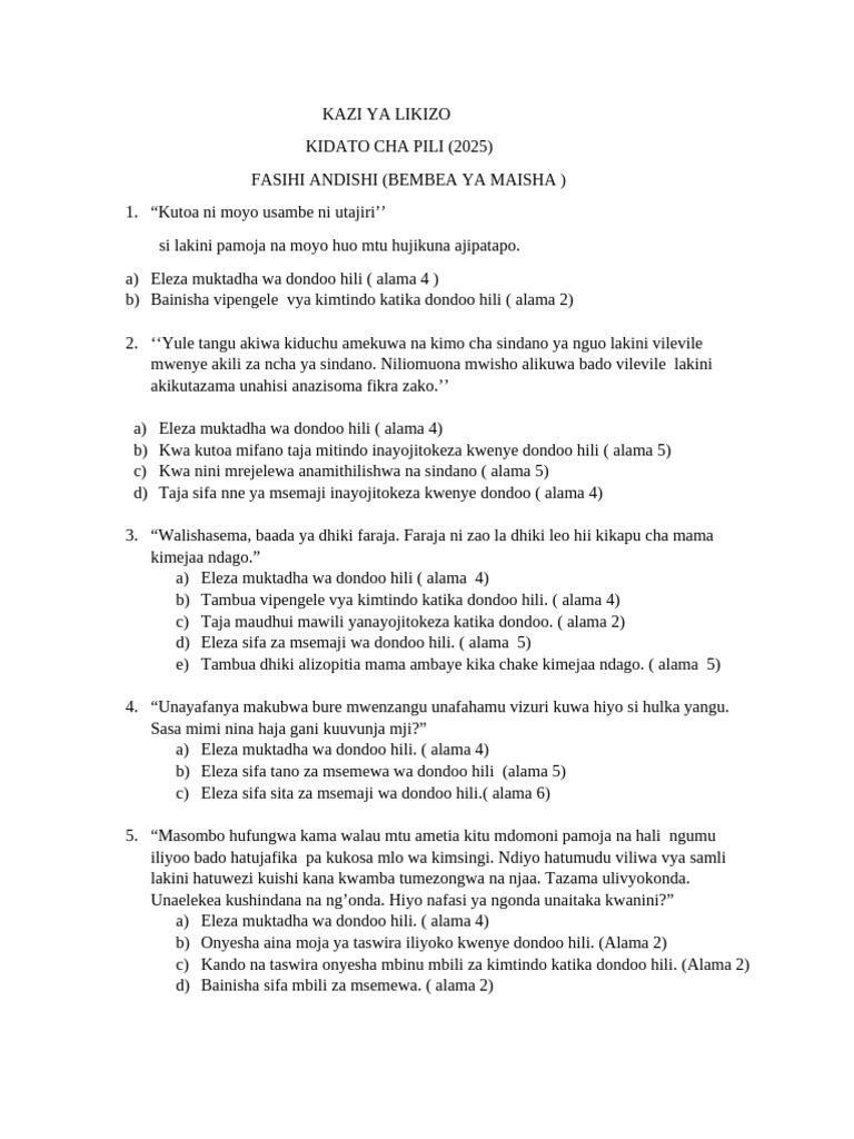 Kazi Ya Likizo | PDF