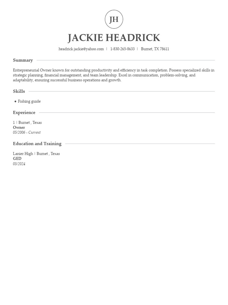 Jackie Headrick Resume | PDF