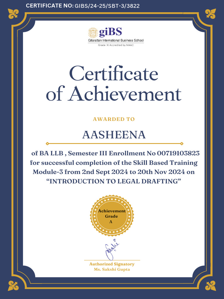 Final - SBT Certificates-Ba Llb-Sem 3 | PDF