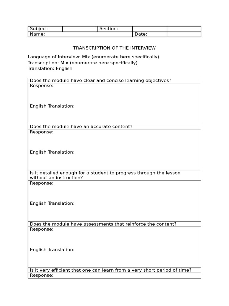 Transcription of The Interview Form | PDF