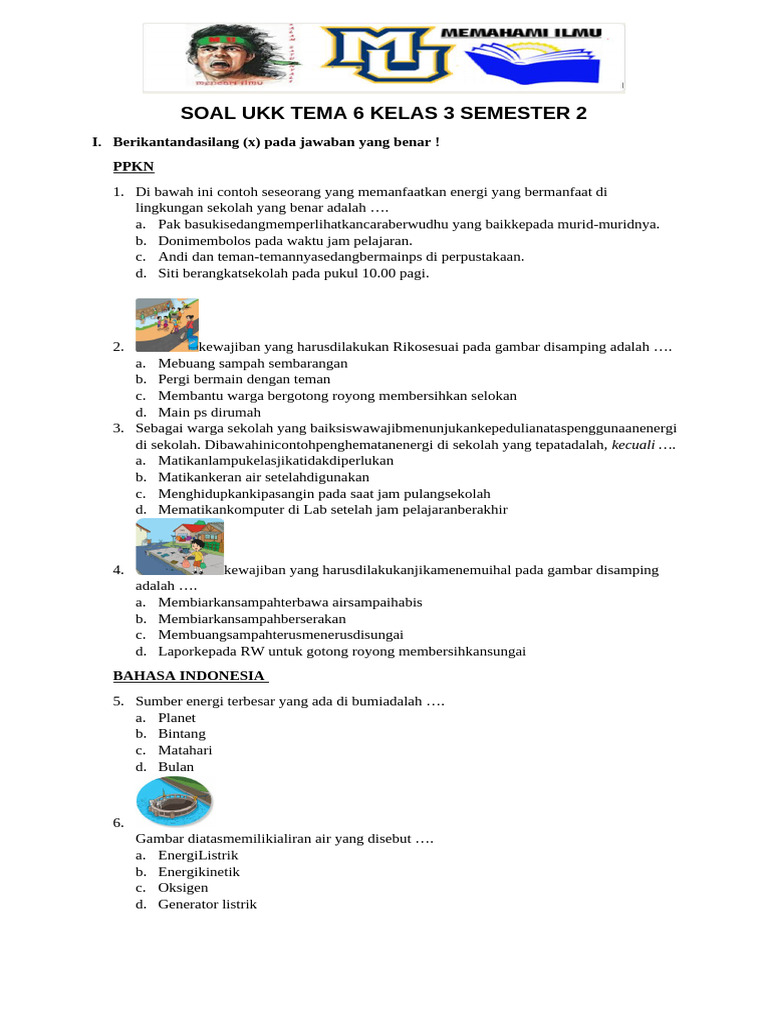 Soal Ukk Tema 6 Kelas 3 Semester 2 | PDF