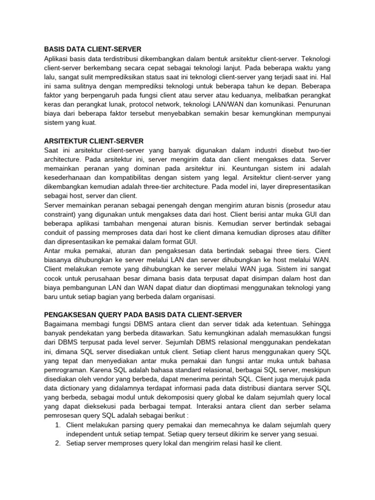 Basis Data Client-Server | PDF