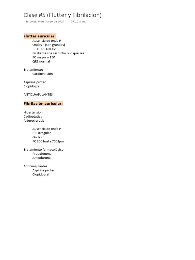 Clase 5 (Flutter y Fibrilacion) | PDF
