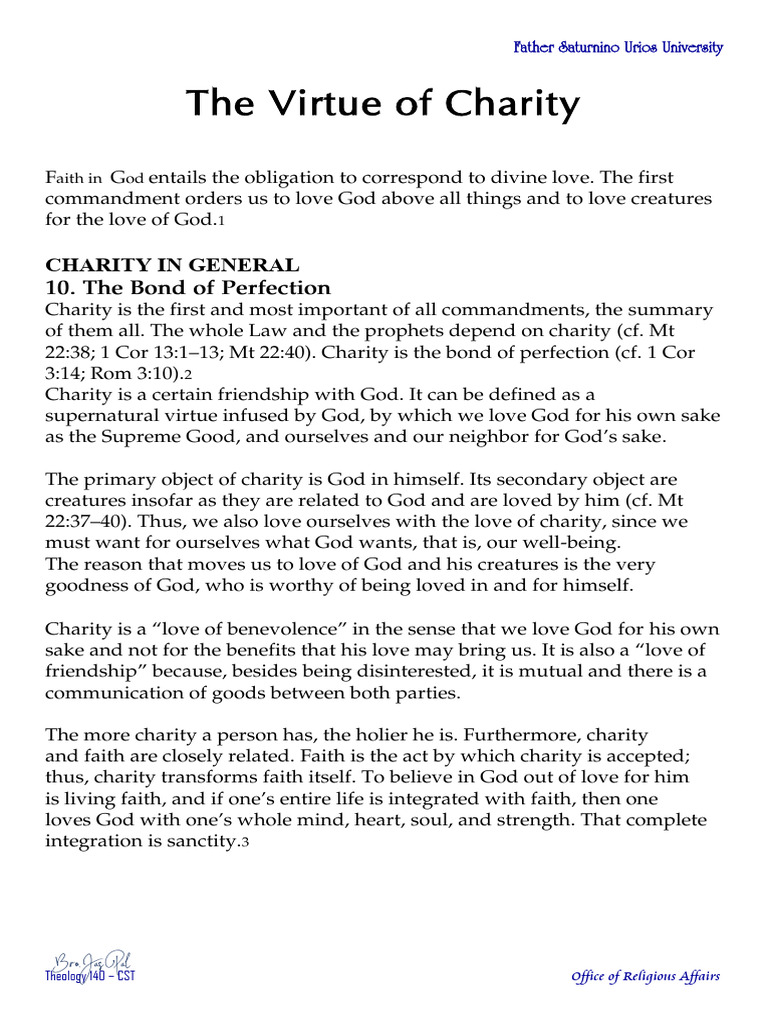 Theo 140 The Virtue of Charity | PDF | Penance | Sin